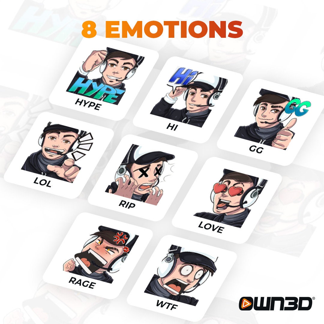 Streamer Hoodie Emotes - 8 Pack [twitch | Kick | Youtube | Discord] - Etsy
