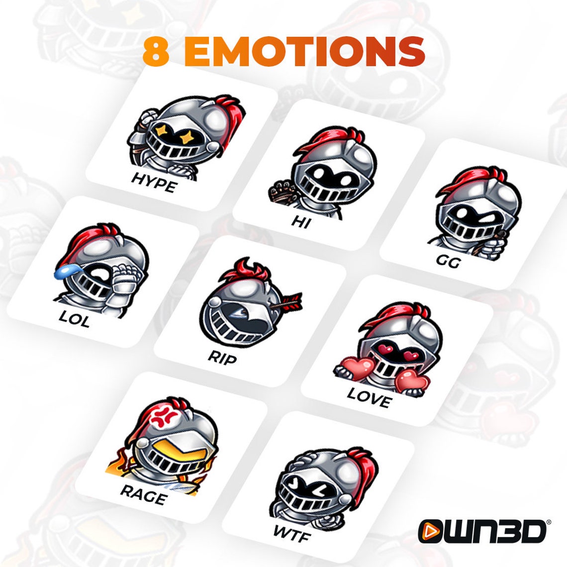 Medieval Chibi Knight Emotes 8 Pack twitch Kick Youtube Discord - Etsy