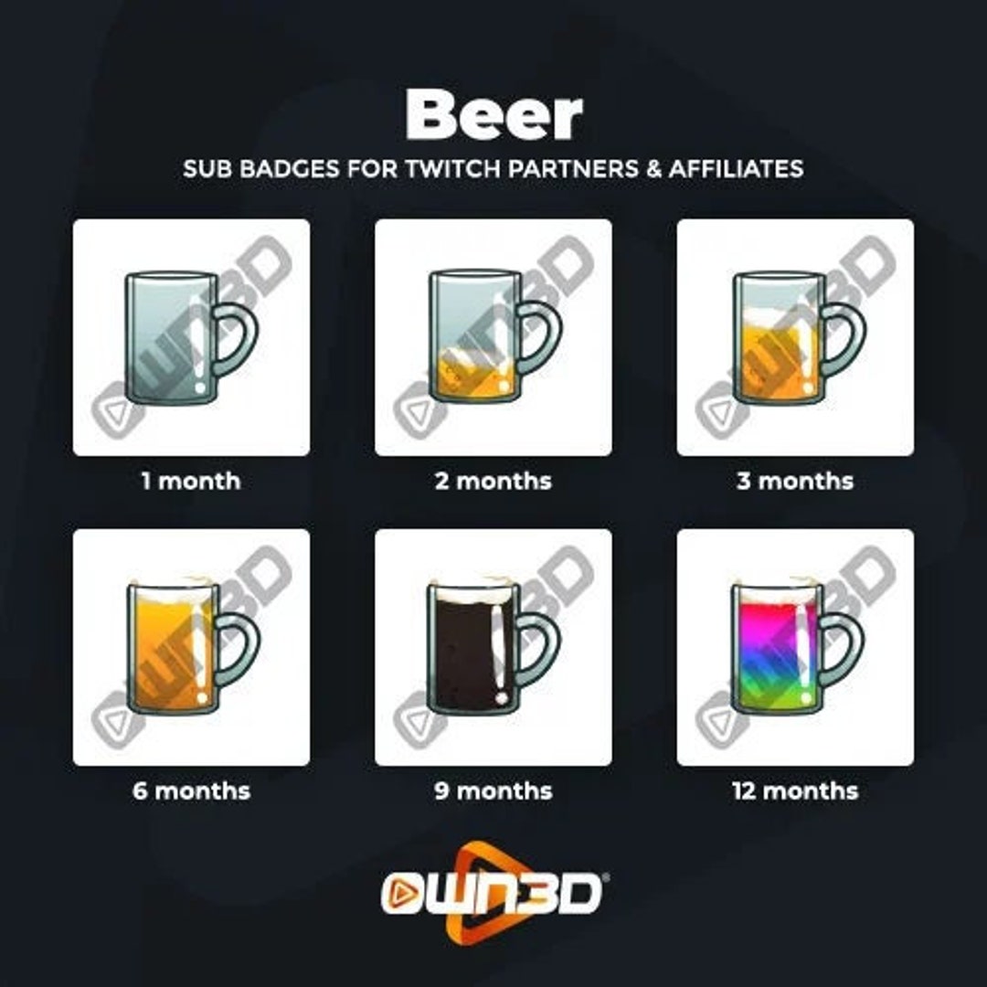 Beer Sub Badges [twitch | Kick | Youtube] - Etsy