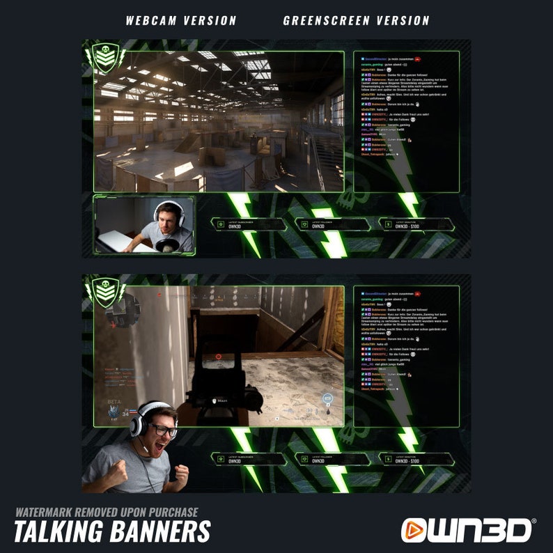 Animated Stream Overlay Package Military twitch Kick - Etsy
