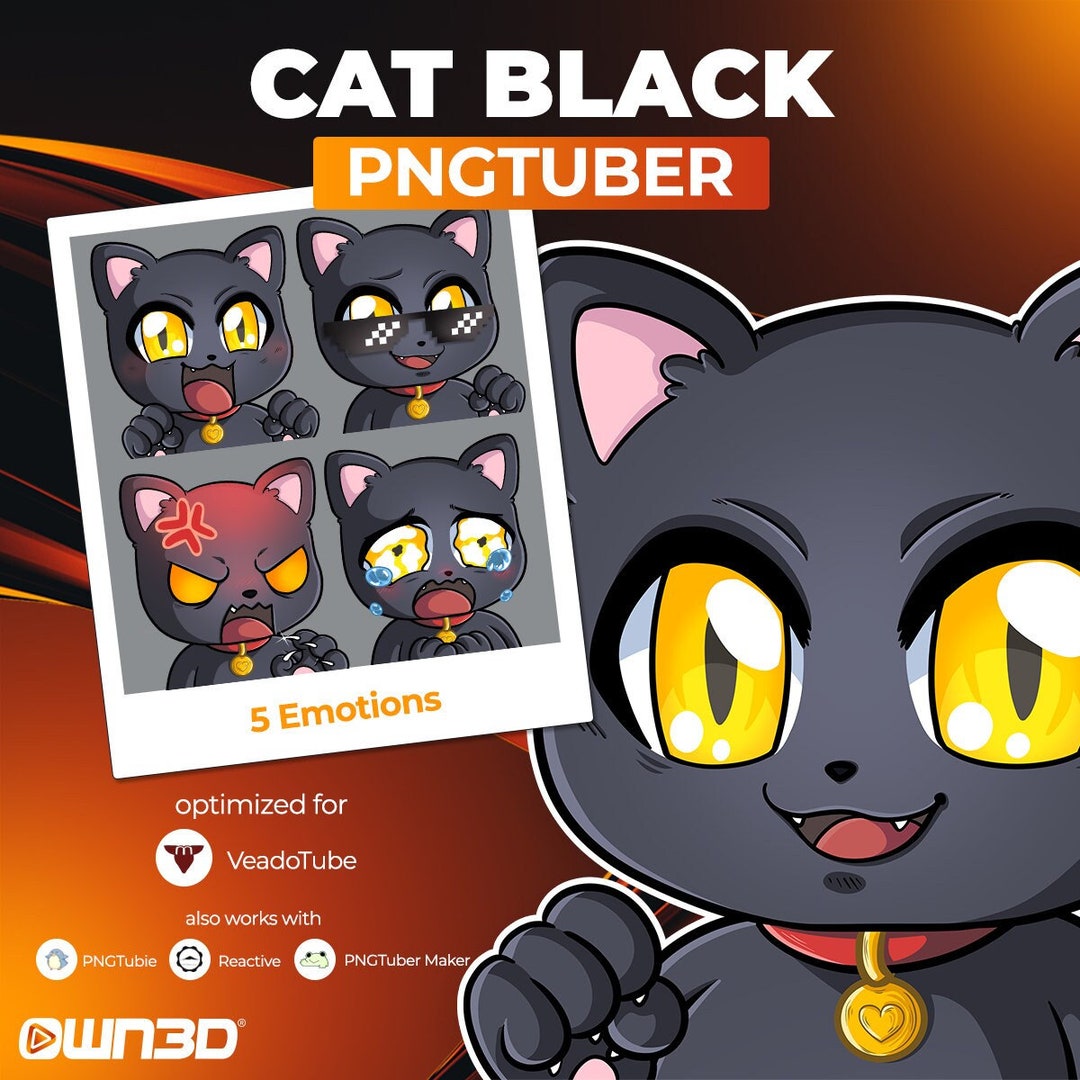 Cat-black PNG Tuber Avatar for [twitch | Kick | Youtube | Discord ...