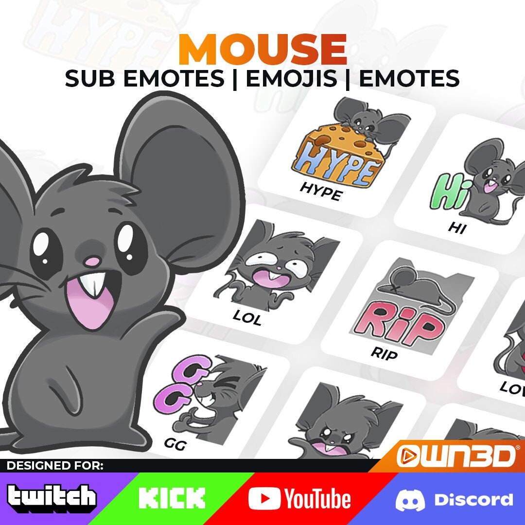 Mouse Emotes - 8 Pack [twitch | Kick | Youtube | Discord] - Etsy