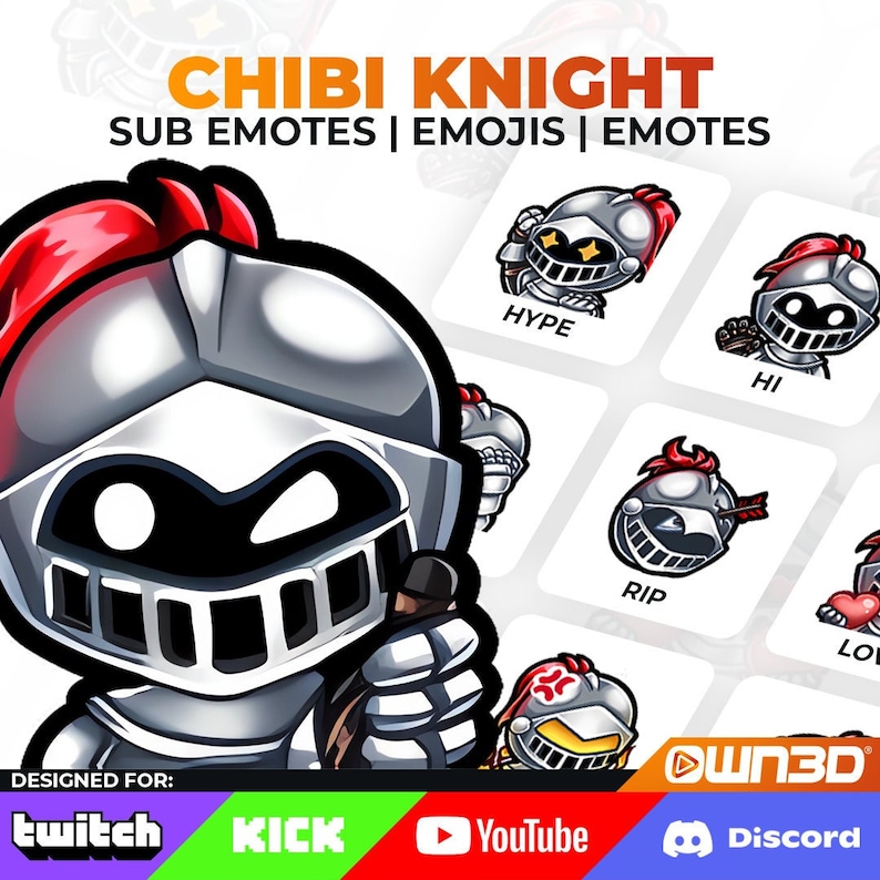 Medieval Chibi Knight Emotes - 8 Pack [twitch | Kick | Youtube ...