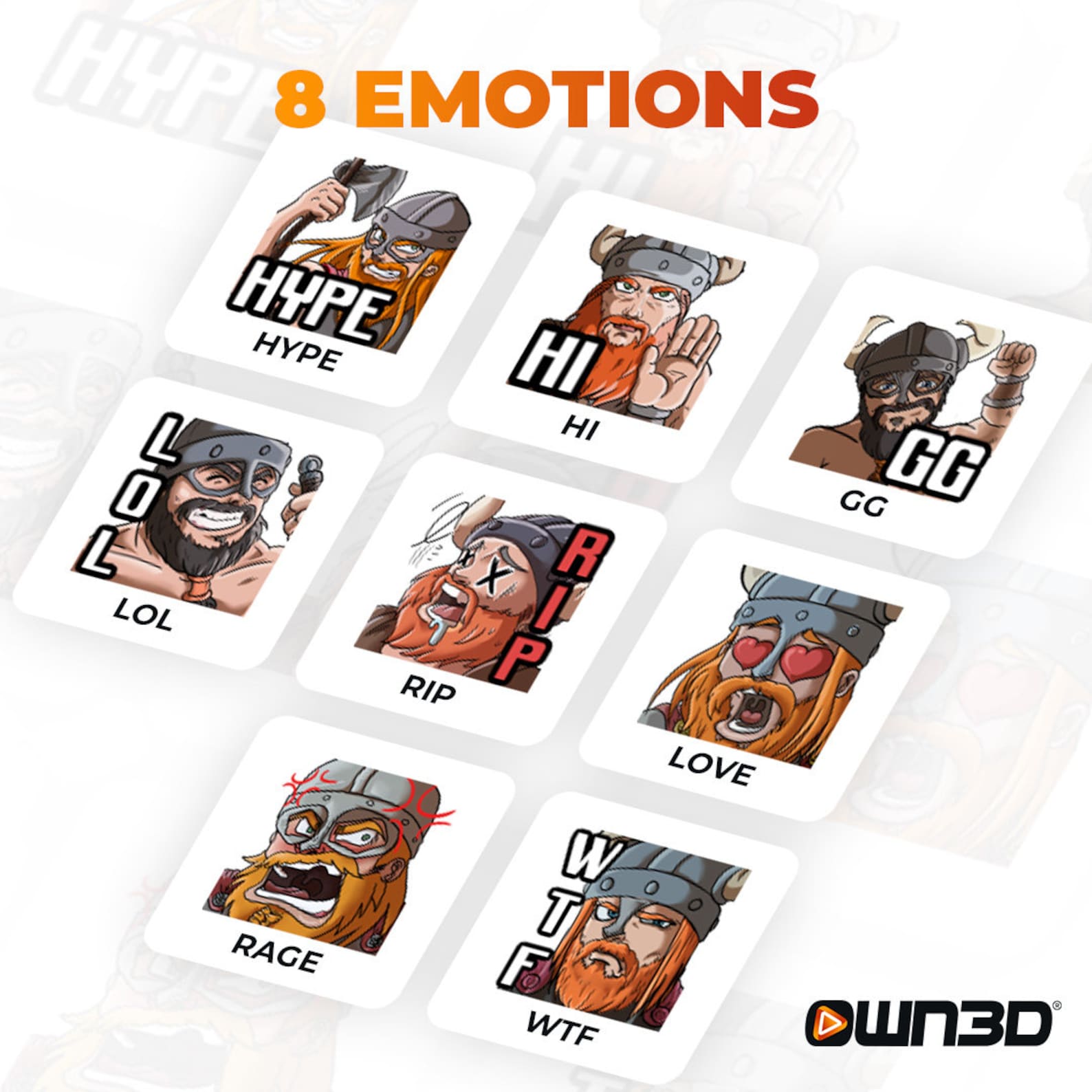 Viking Emotes - 8 Pack [twitch | Kick | Youtube | Discord] - Etsy