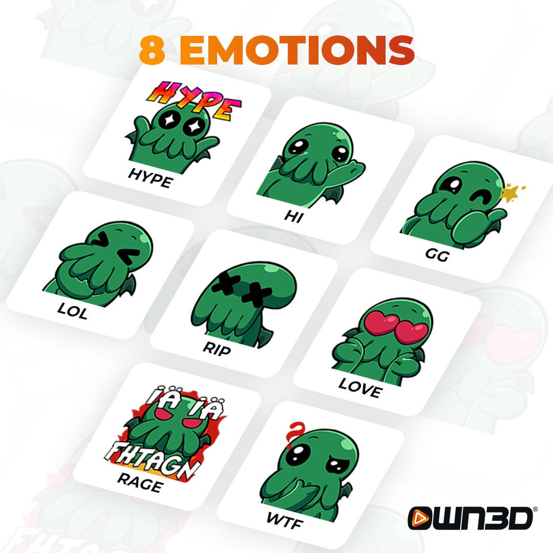 Cthulhu Animated Sub Emotes - 8 Pack [twitch | Kick | Discord] - Etsy