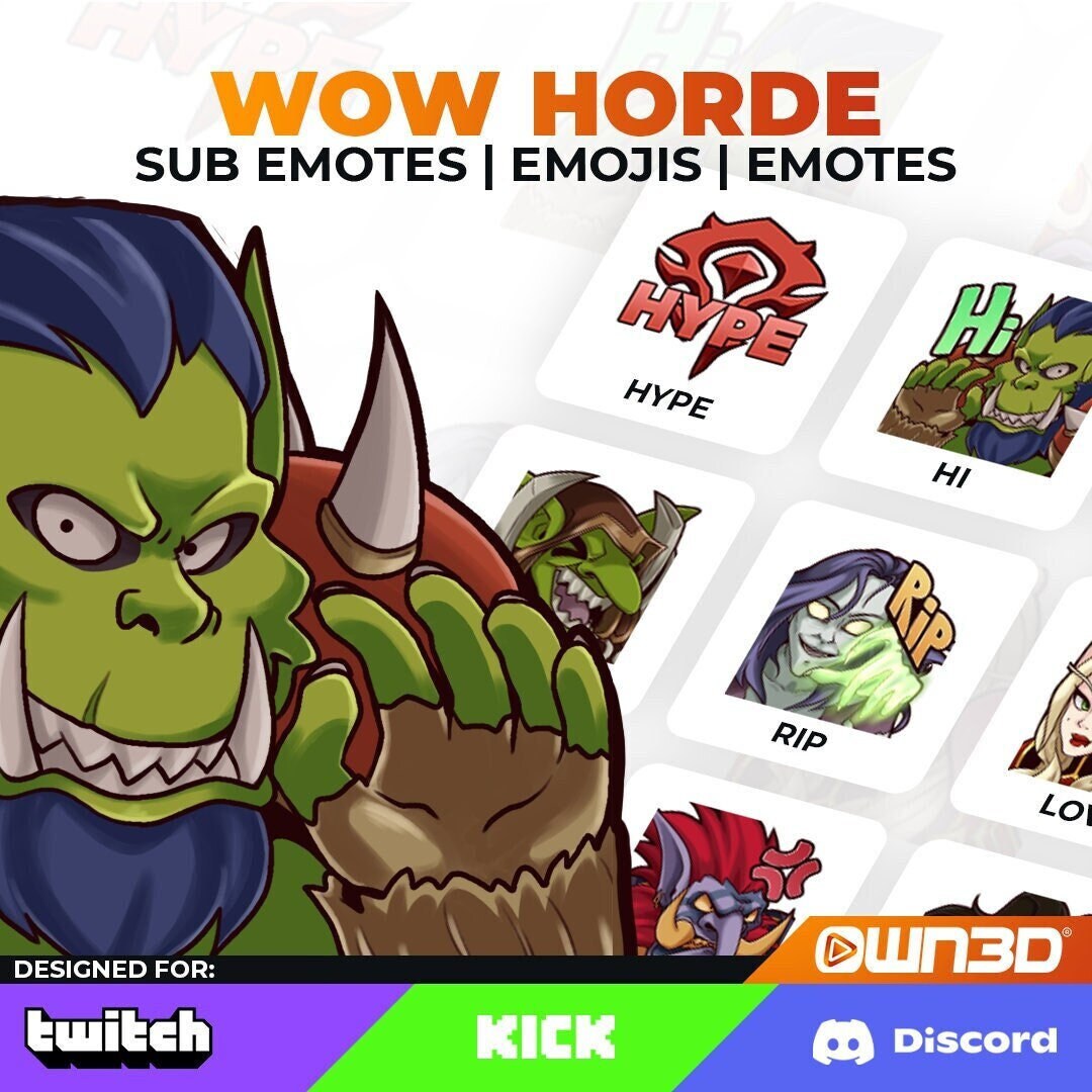 Classic WOW Horde Animated Sub Emotes - 8 Pack [twitch | Kick | Youtube ...