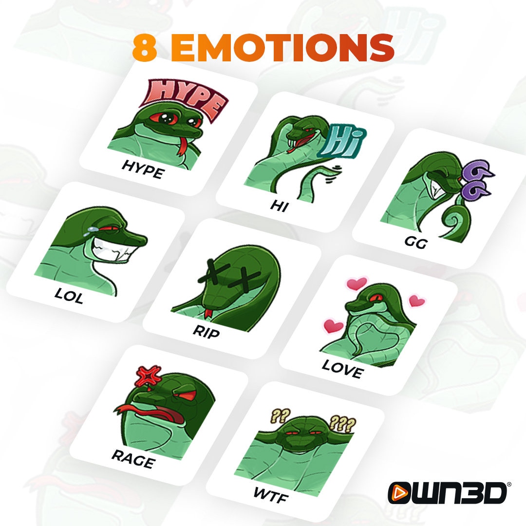 Snake Emotes 8 Pack twitch Kick Youtube - Etsy