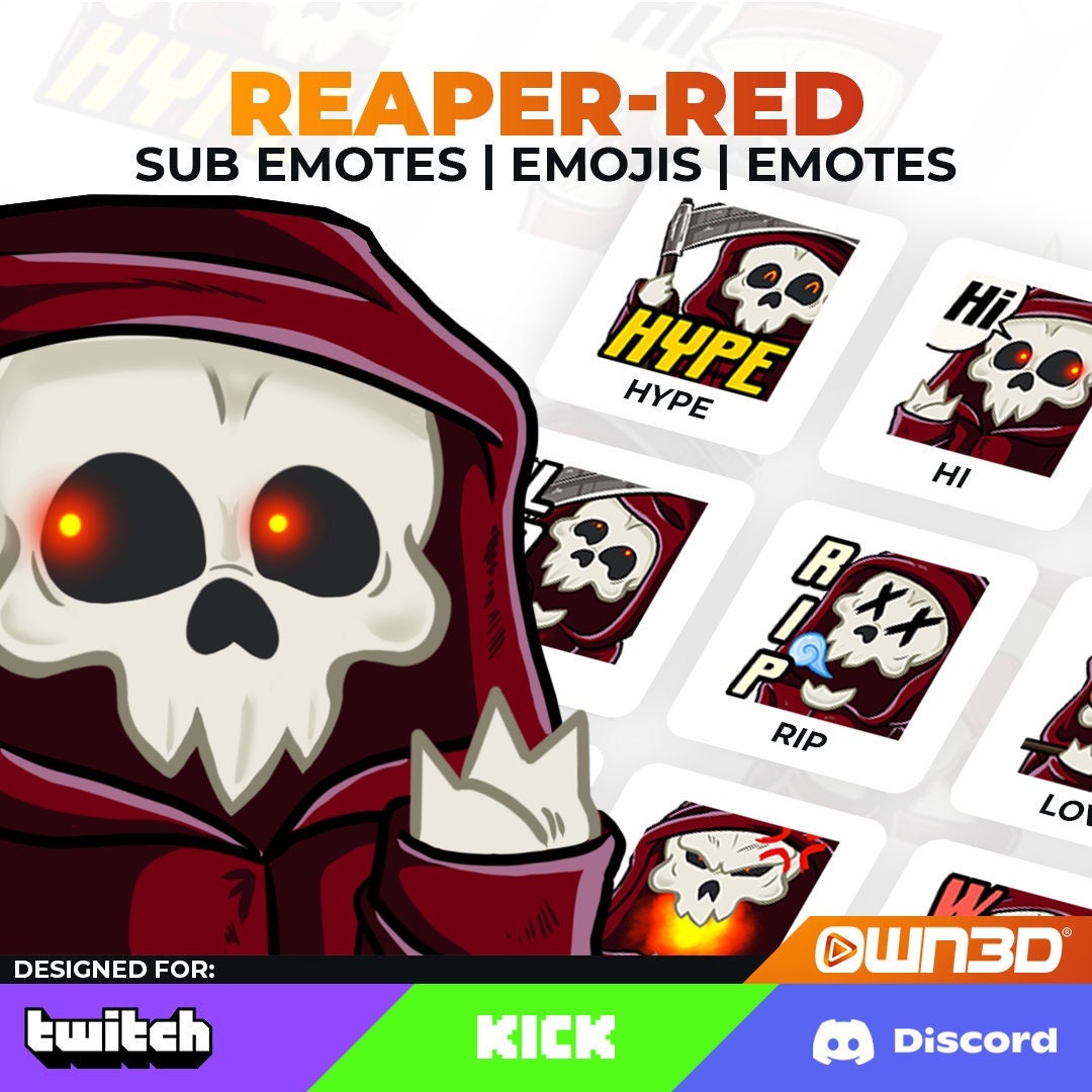 Red Reaper Animated Sub Emotes - 8 Pack [twitch | Kick | Discord] - Etsy