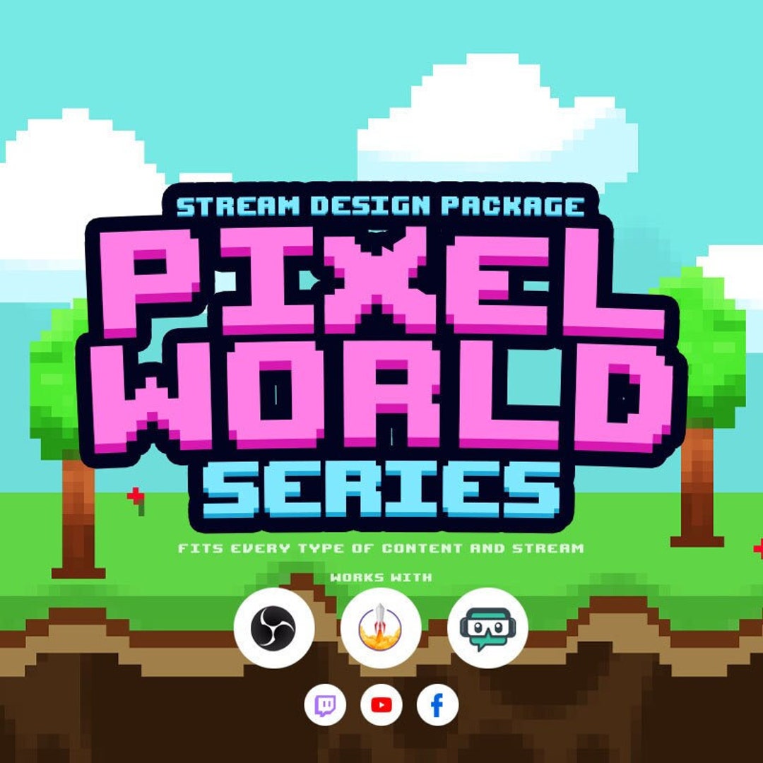 Animated Stream Overlay Package Pixelworld [twitch | Kick | Youtube] - Etsy