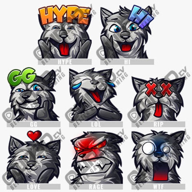 Wolf Animated Sub Emotes 8 Pack twitch Kick Youtube - Etsy