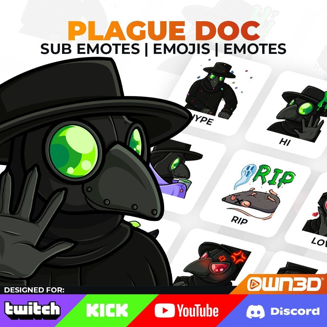 Plague Doc Emotes - 8 Pack [twitch | Kick | Youtube | Discord] - Etsy