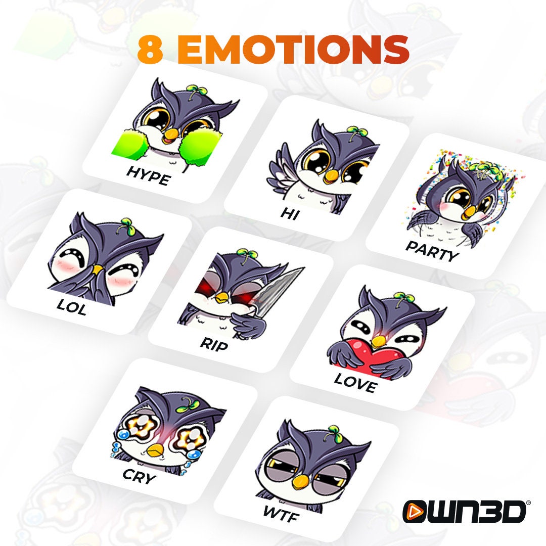 Owl Sub Emotes 8 Pack twitch Kick Youtube - Etsy