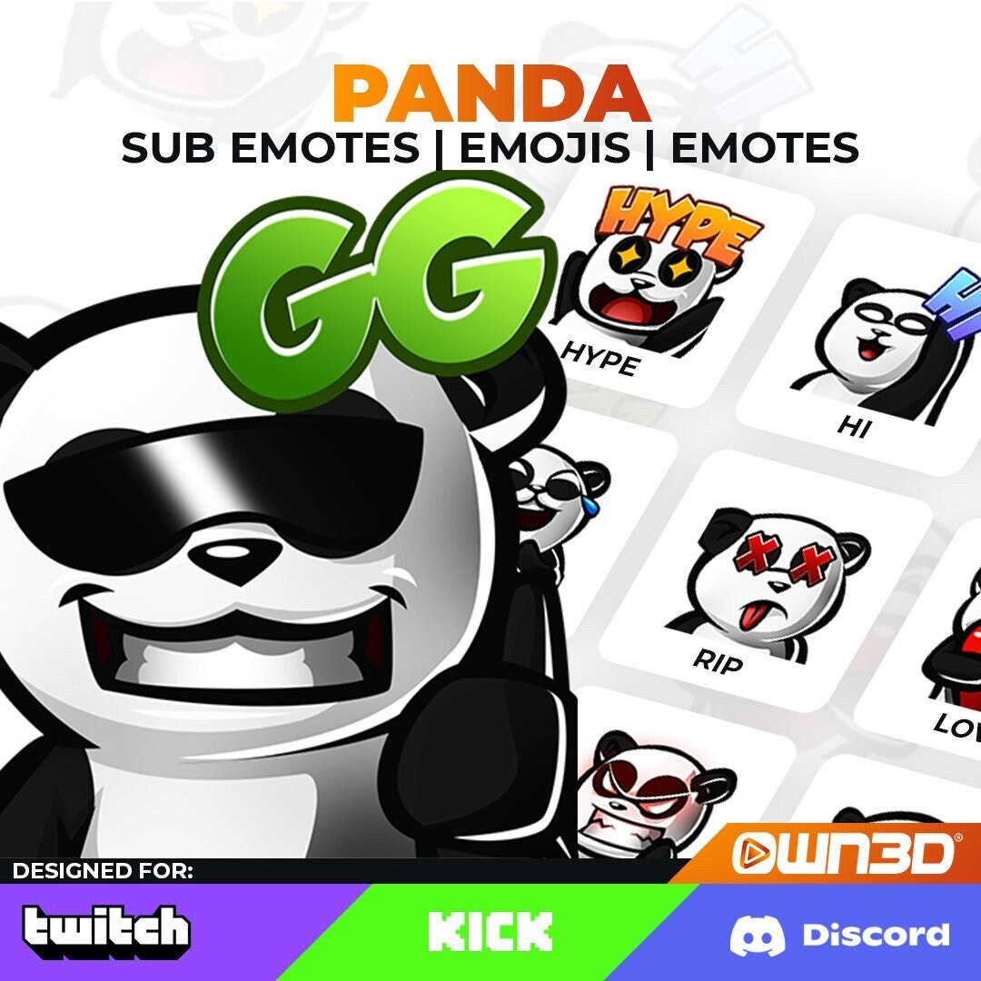 Panda Bear Animated Sub Emotes - 8 Pack [twitch | Kick | Discord] - Etsy