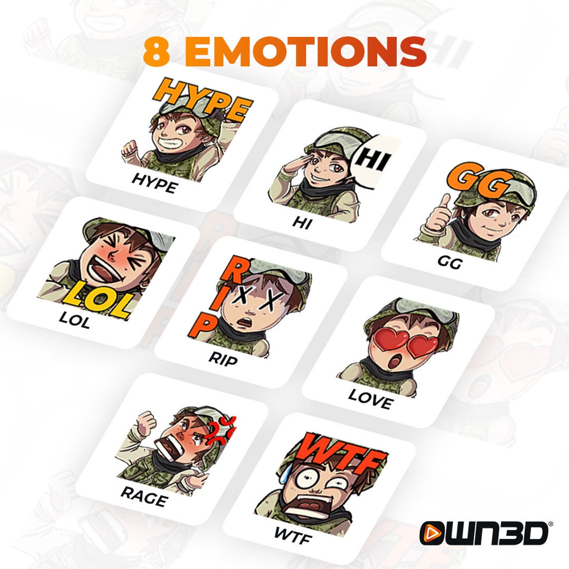 Army Soldier Emotes - 8 Pack [twitch | Kick | Youtube | Discord] - Etsy