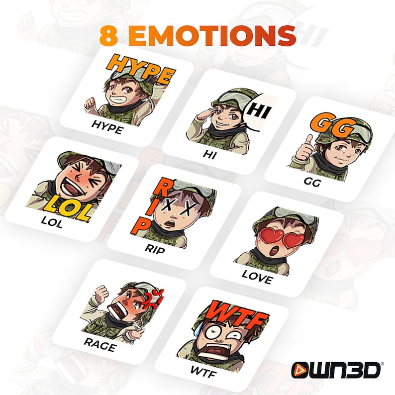 Army Soldier Emotes - 8 Pack [twitch | Kick | Youtube | Discord] - Etsy