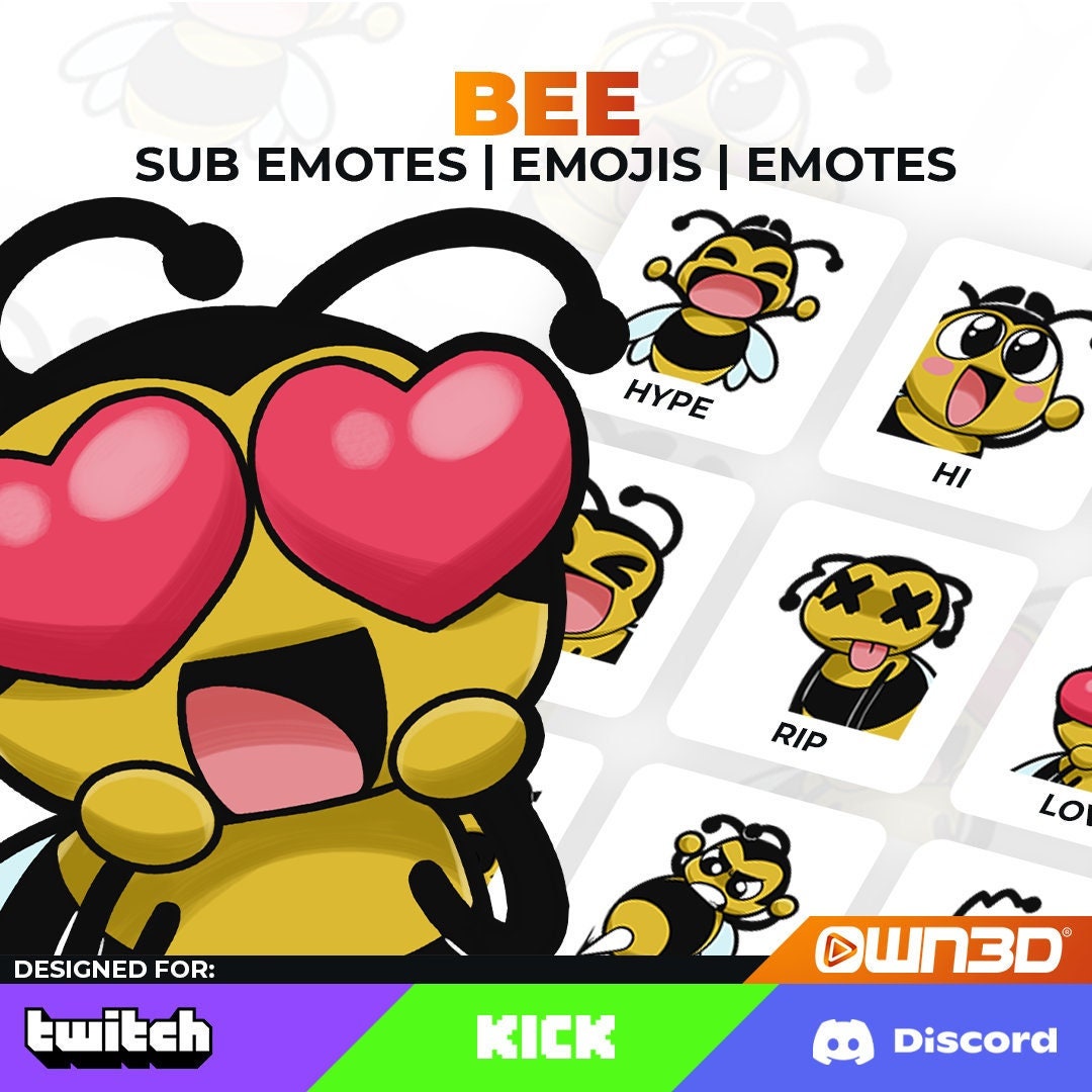 Bee Animated Sub Emotes - 8 Pack [twitch | Kick | Discord] - Etsy
