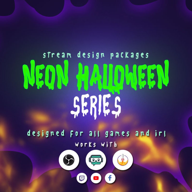 Animated Stream Overlay Package Neon Halloween [twitch | Kick | Youtube ...