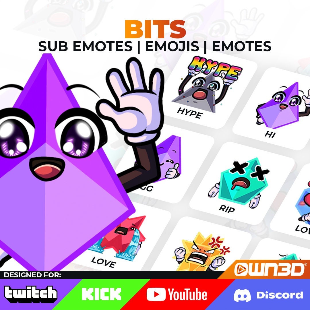 Bit Emotes - 8 Pack [twitch | Kick | Youtube | Discord] - Etsy