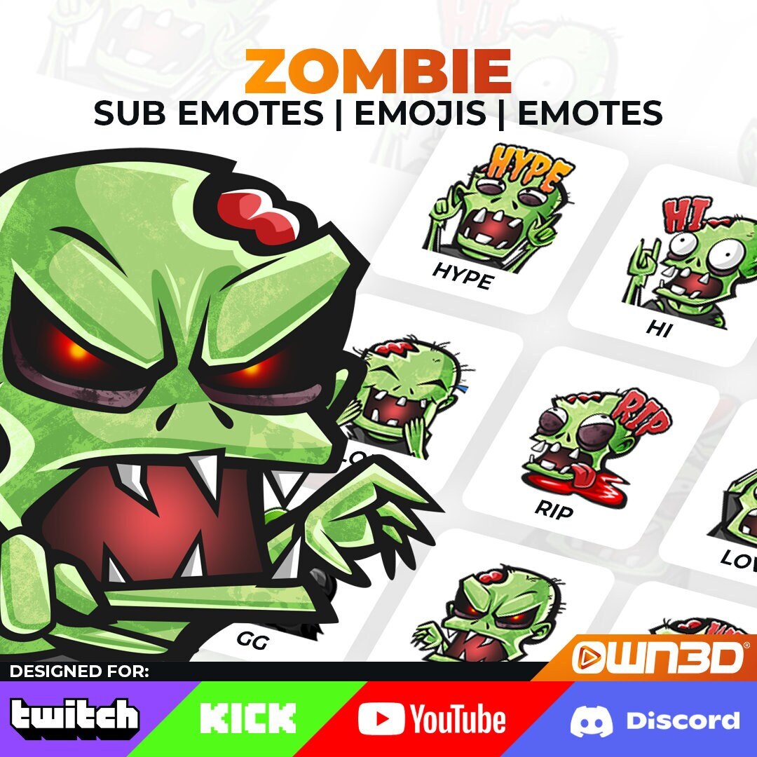 Zombie Emotes - 8 Pack [twitch | Kick | Youtube | Discord] - Etsy