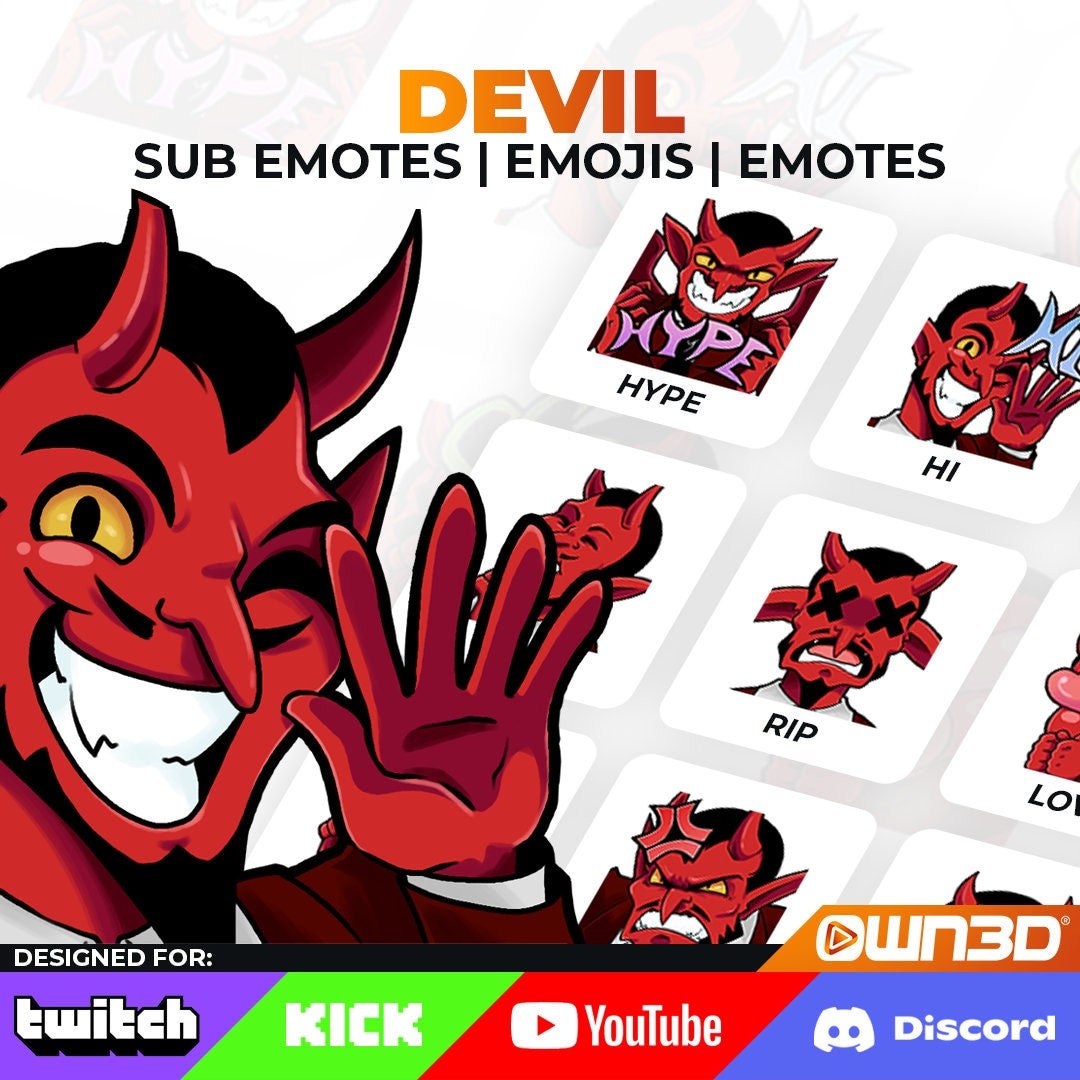 Devil Emotes - 8 Pack [twitch | Kick | Youtube | Discord] - Etsy