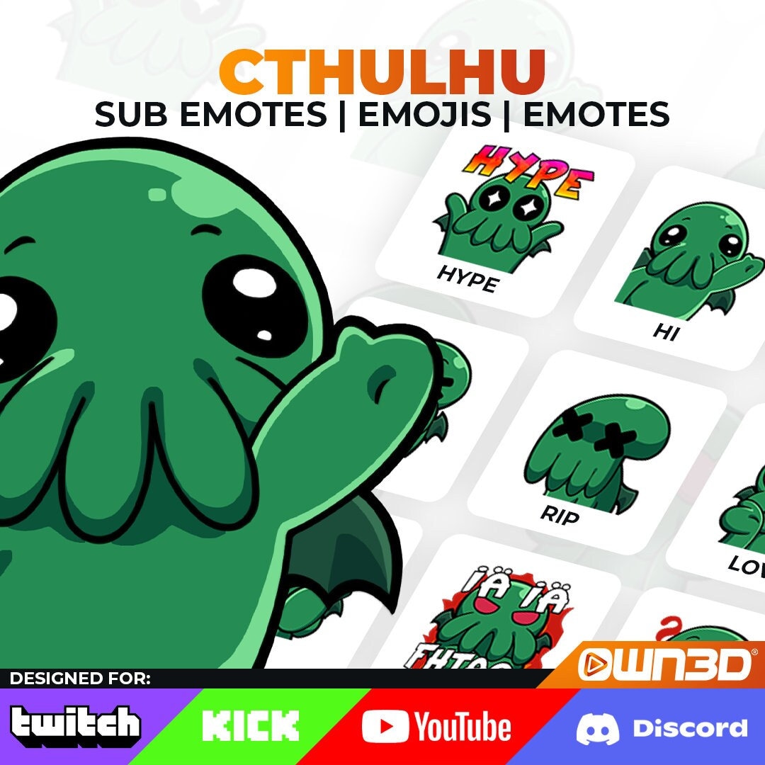 Cthulhu Animated Sub Emotes 8 Pack twitch Kick Youtube - Etsy
