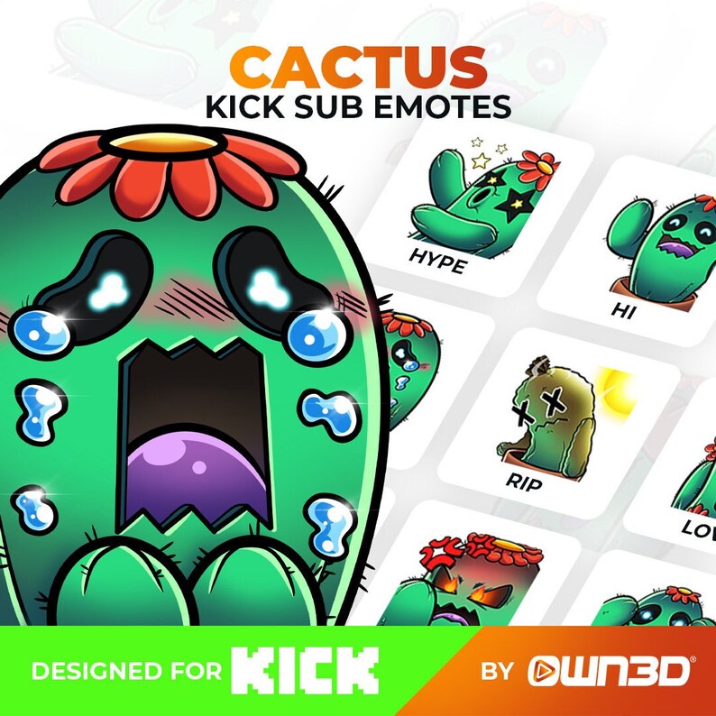 Cactus Animated Sub Emotes 8 Pack twitch Kick Youtube - Etsy