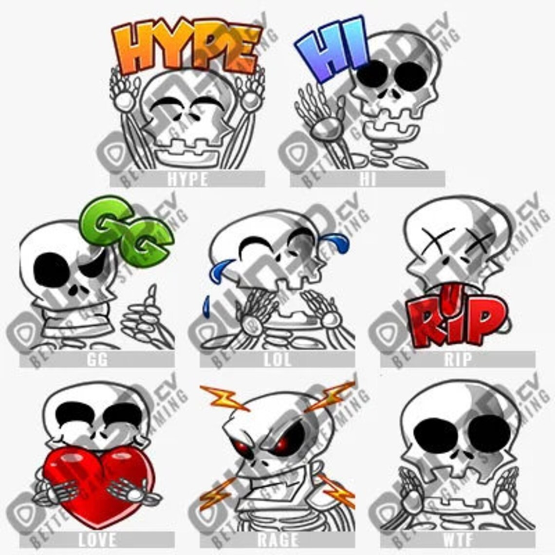 Skeleton Emotes 8 Pack twitch Kick Youtube - Etsy