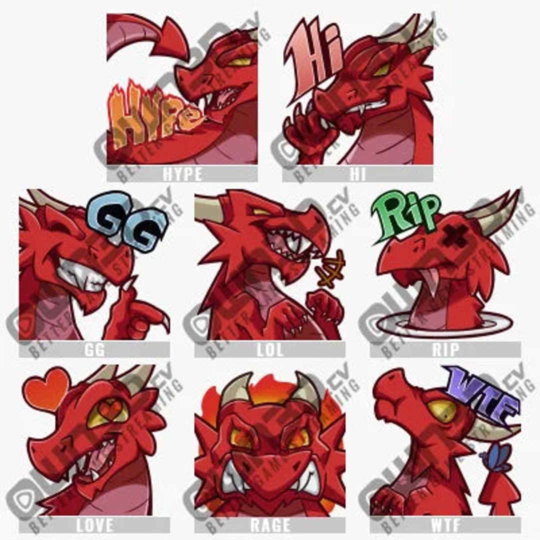 Dragon Emotes 8 Pack twitch Kick Youtube - Etsy