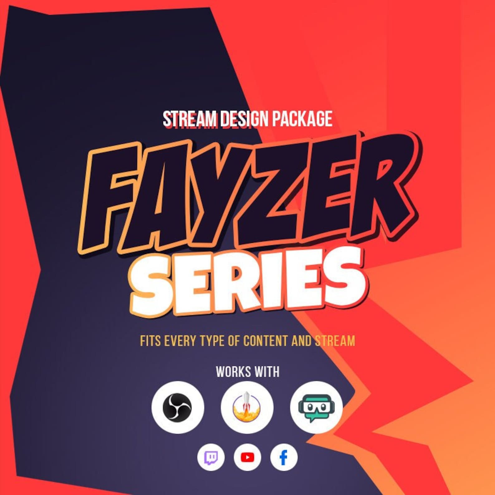 Animated Stream Overlay Package Fayzer twitch Kick Youtube - Etsy