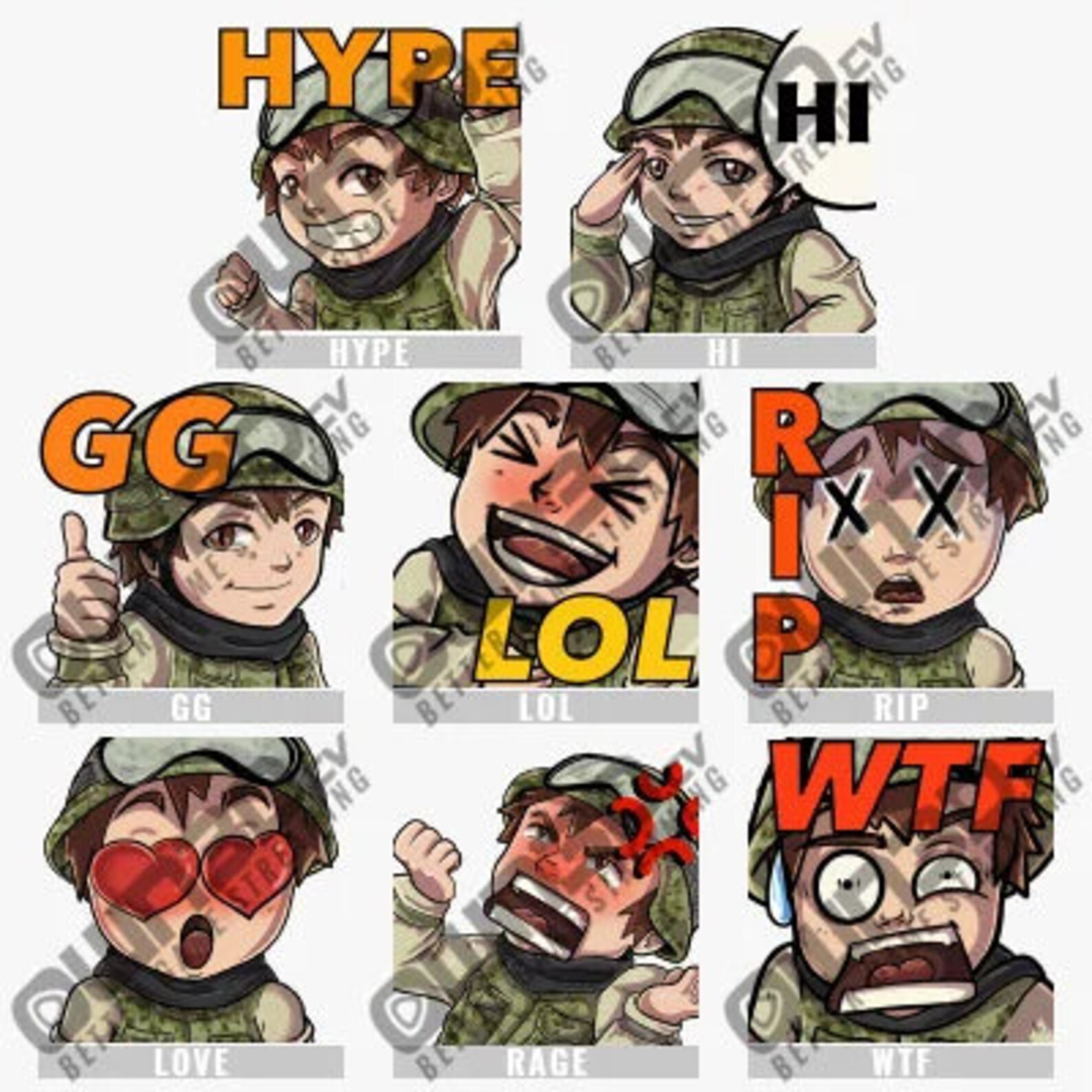Army Soldier Emotes 8 Pack twitch Kick Youtube - Etsy