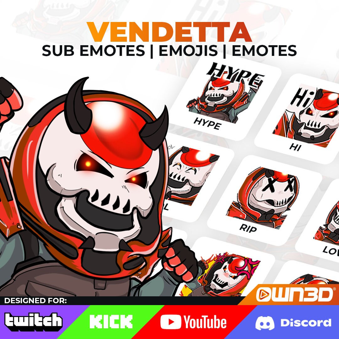 Vendetta Emotes - 8 Pack [twitch | Kick | Youtube | Discord] - Etsy