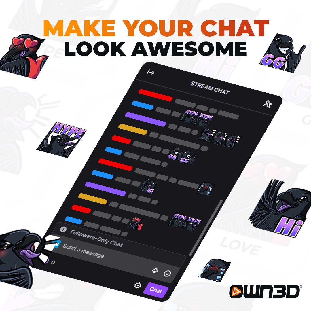 Crow Raven Sub Emotes - 8 Pack [twitch | Kick | Youtube | Discord] - Etsy