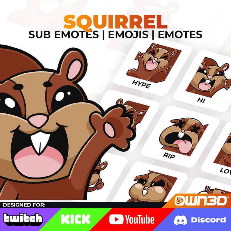 Squirrel Emotes - 8 Pack [twitch | Kick | Youtube | Discord] - Etsy