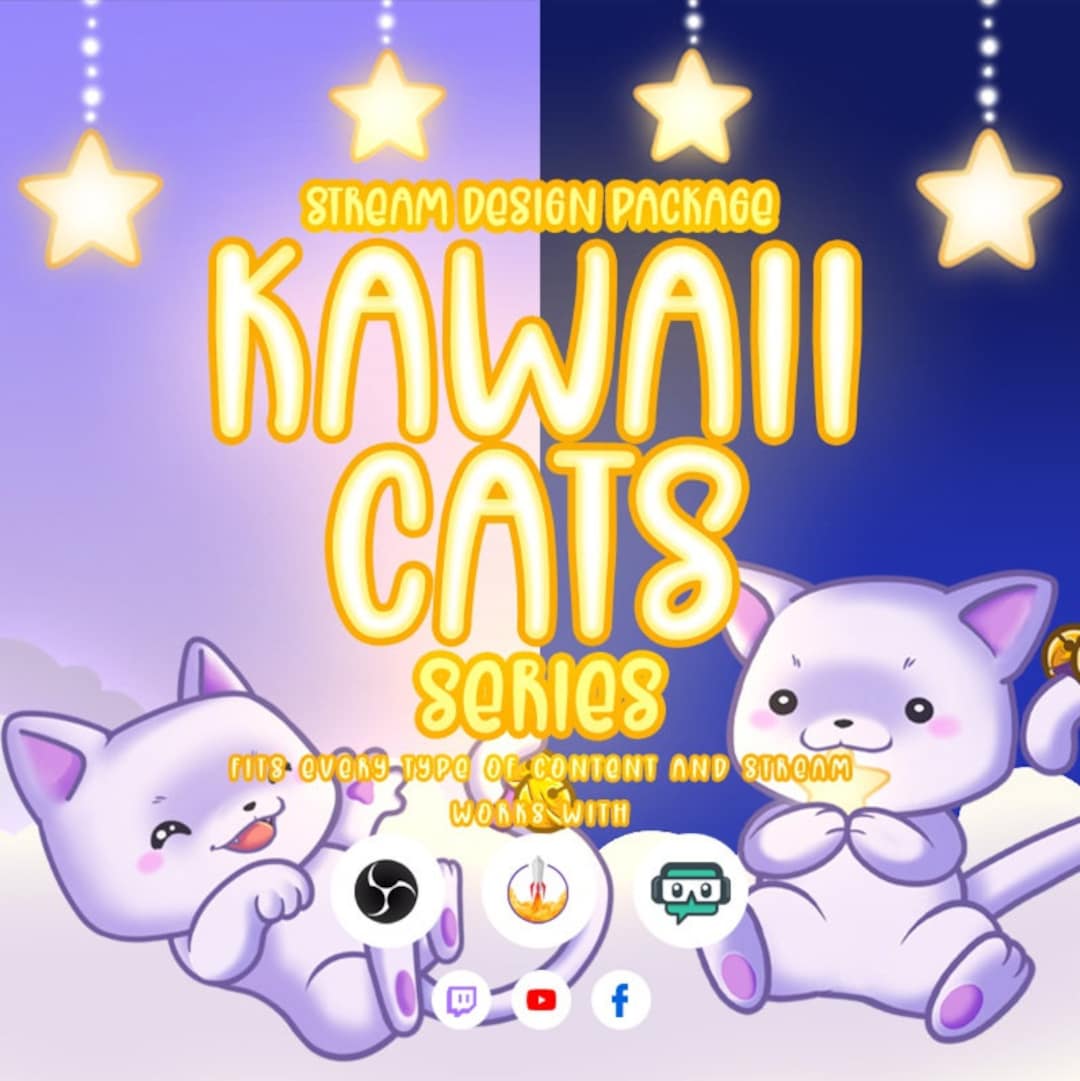 Animated Stream Overlay "kawaii Cats" [twitch | Kick | Youtube] - Etsy