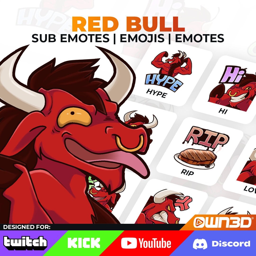 Red Bull Animated Sub Emotes 8 Pack twitch Kick Youtube - Etsy