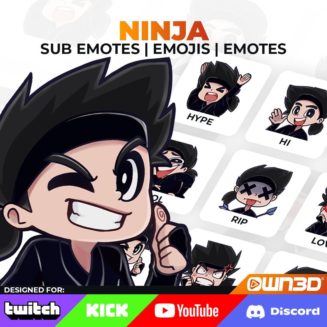 Ninja Emotes - 8 Pack [twitch | Kick | Youtube | Discord] - Etsy