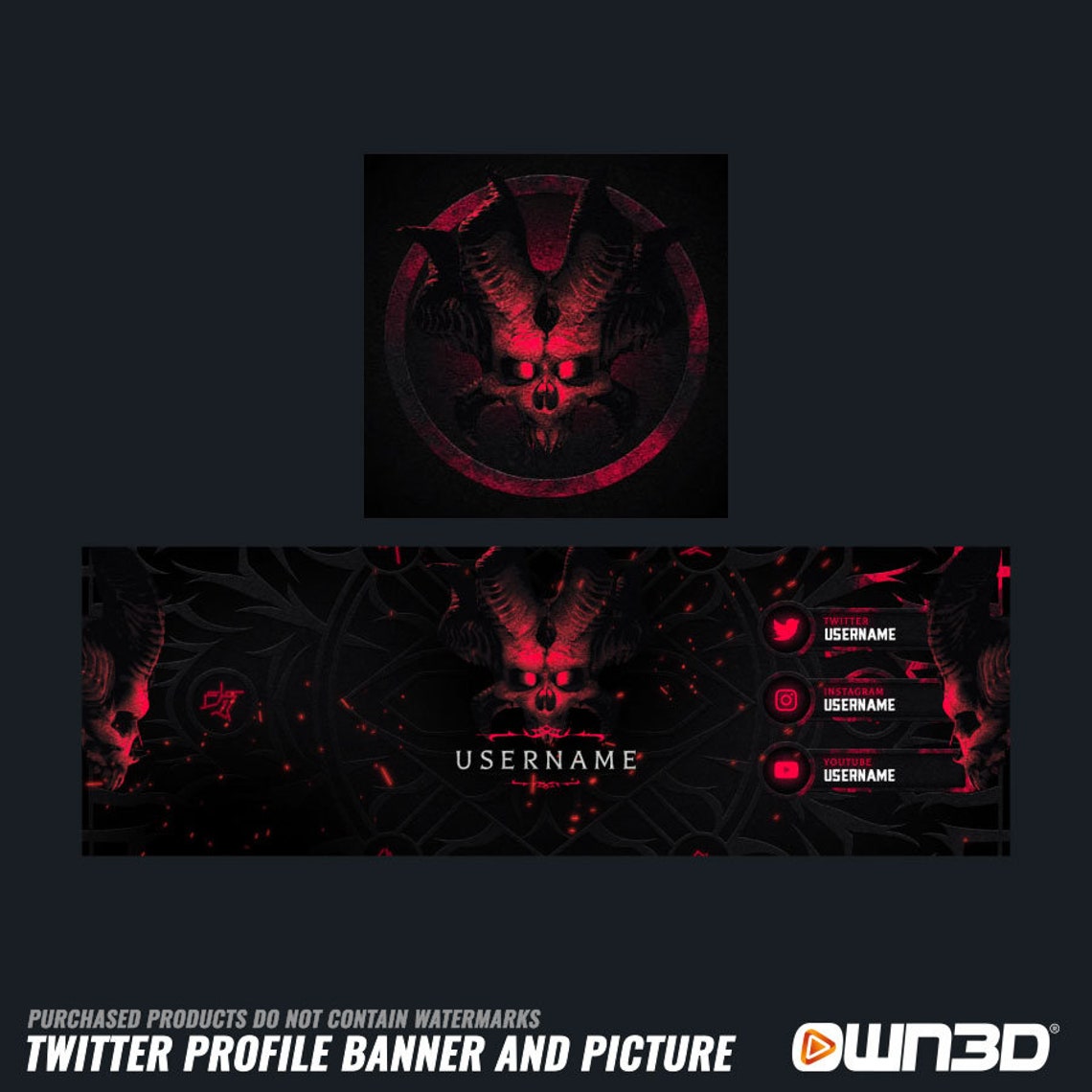 Animated Twitch Overlay Package Diablo Skull [twitch | Kick | Youtube ...
