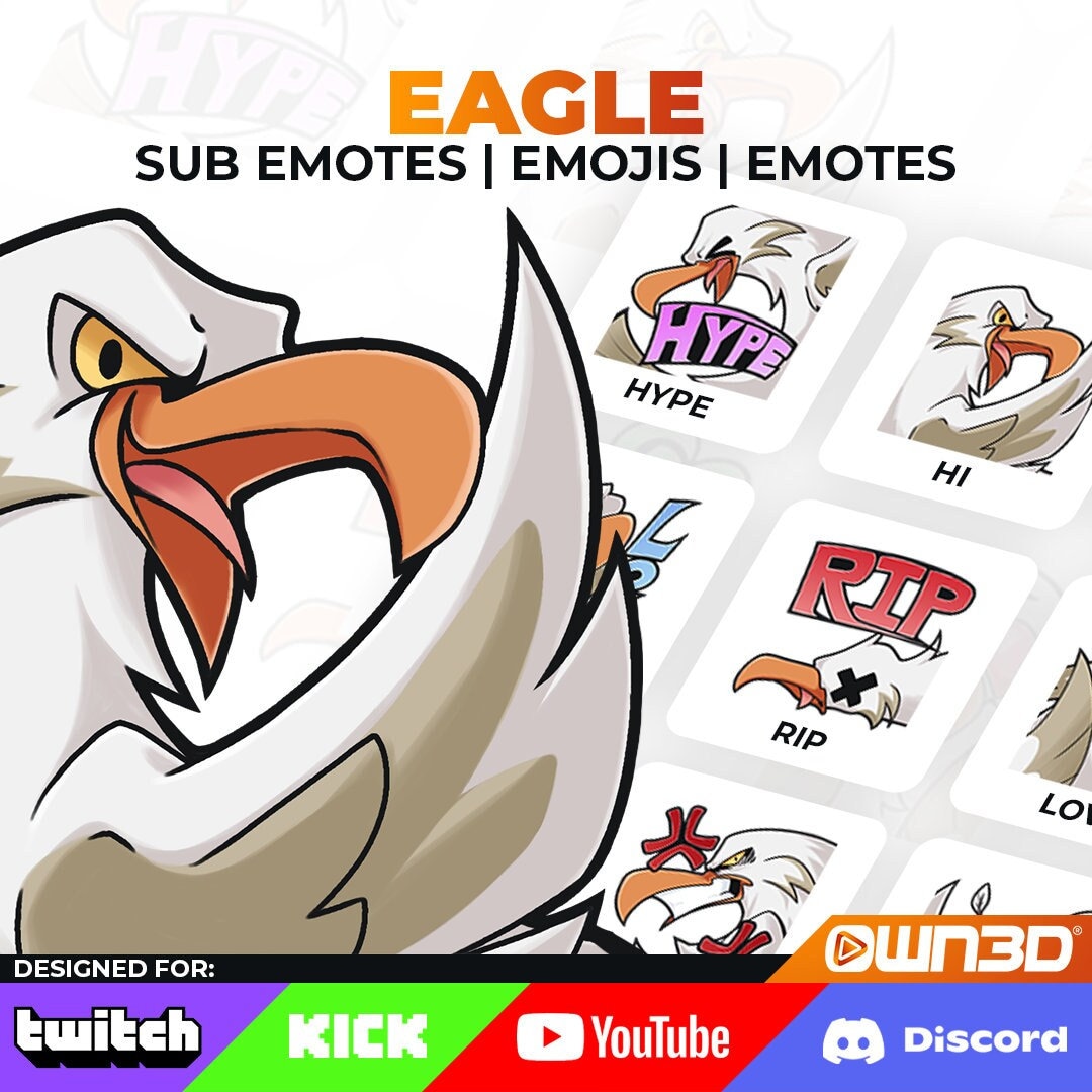 Eagle Animated Sub Emotes 8 Pack twitch Kick Youtube - Etsy