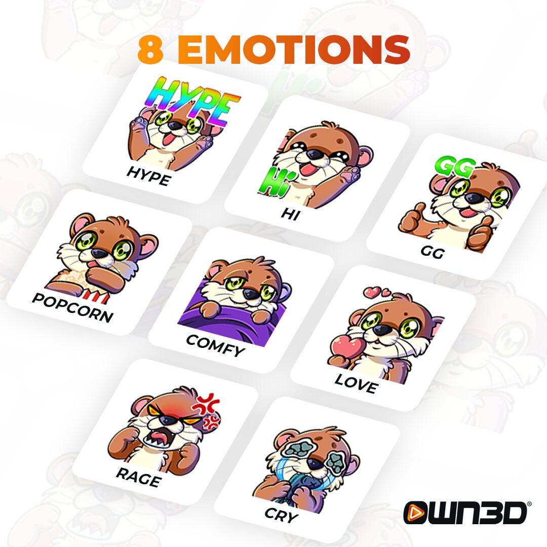 Otter Animated Sub Emotes - 8 Pack [twitch | Kick | Discord] - Etsy