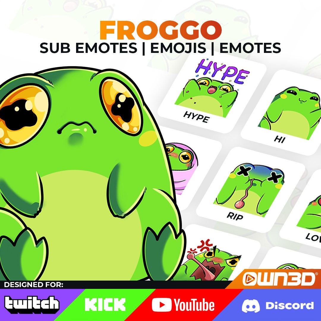 Froggo the Frog Emotes - 8 Pack [twitch | Kick | Youtube | Discord] - Etsy
