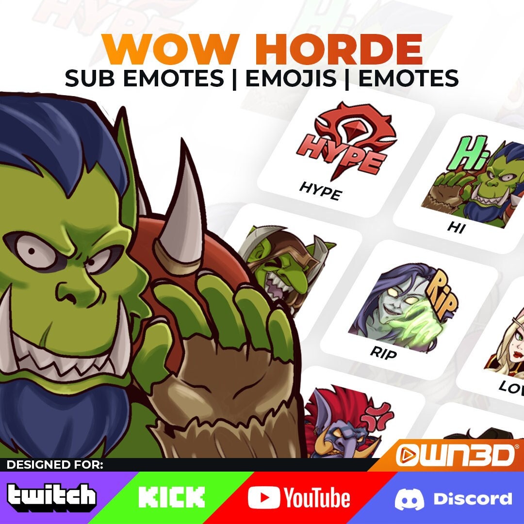 Classic WOW Horde Emotes - 8 Pack [twitch | Kick | Youtube | Discord ...