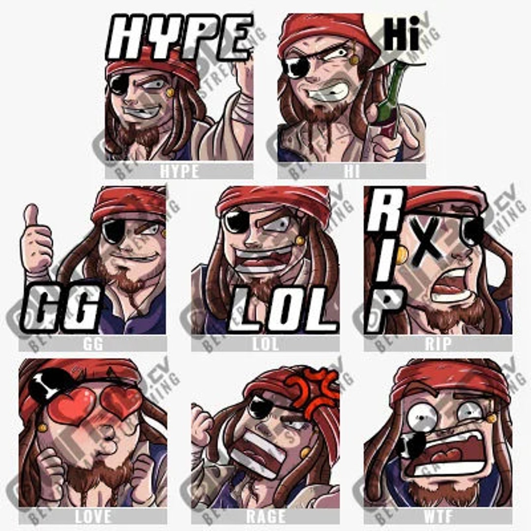 Pirate Emotes 8 Pack twitch Kick Youtube - Etsy