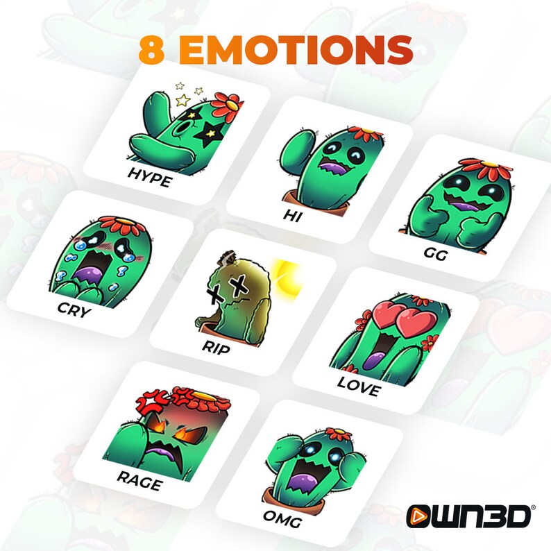 Cactus Animated Sub Emotes - 8 Pack [twitch | Kick | Discord] - Etsy UK