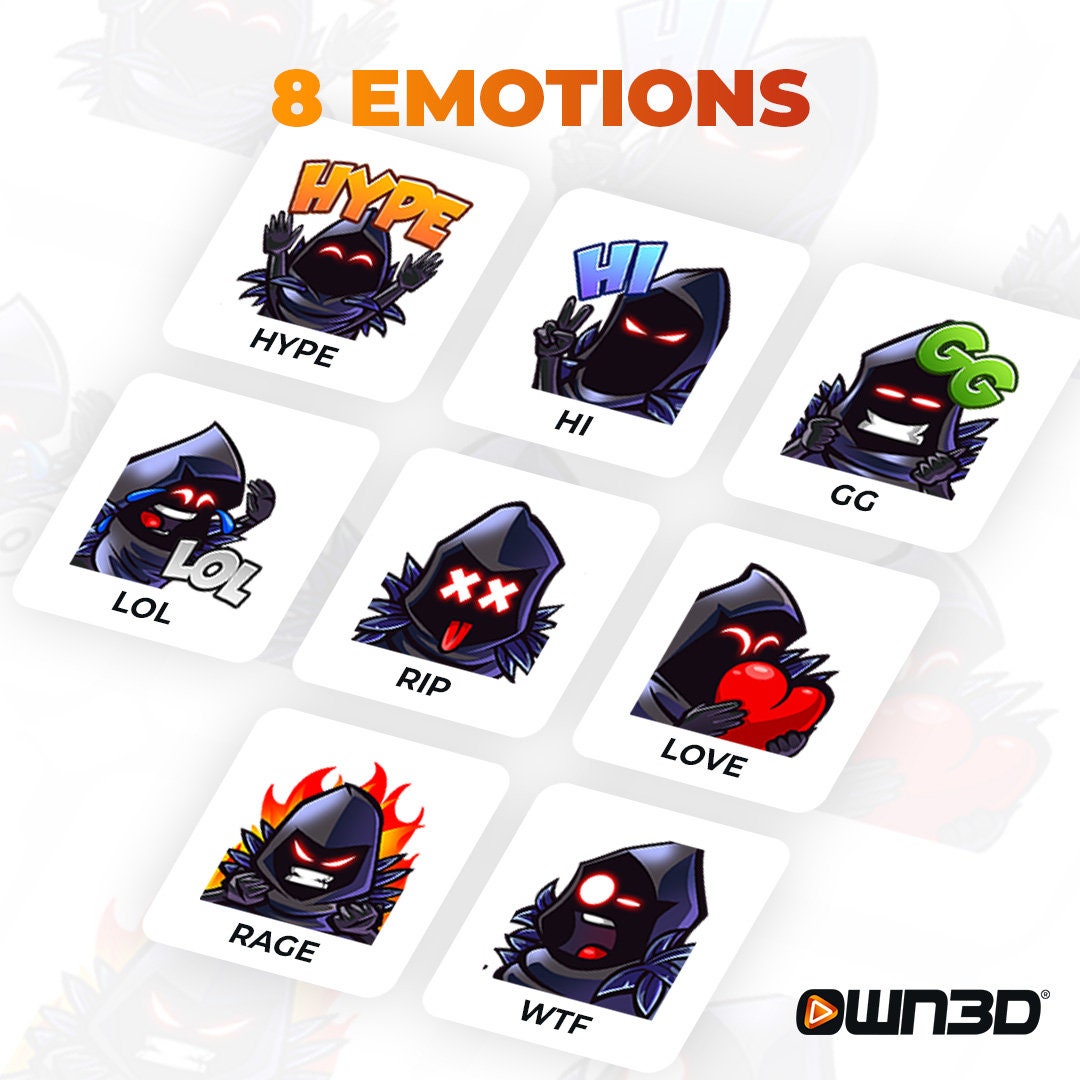 Raven Black Emotes - 8 Pack [twitch | Kick | Youtube | Discord] - Etsy
