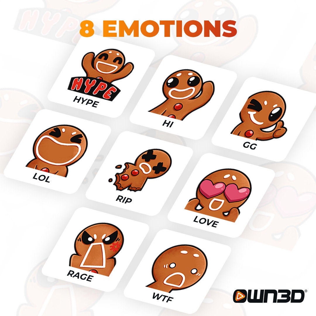 Gingerbread Man Animated Sub Emotes - 8 Pack [twitch | Kick | Discord ...