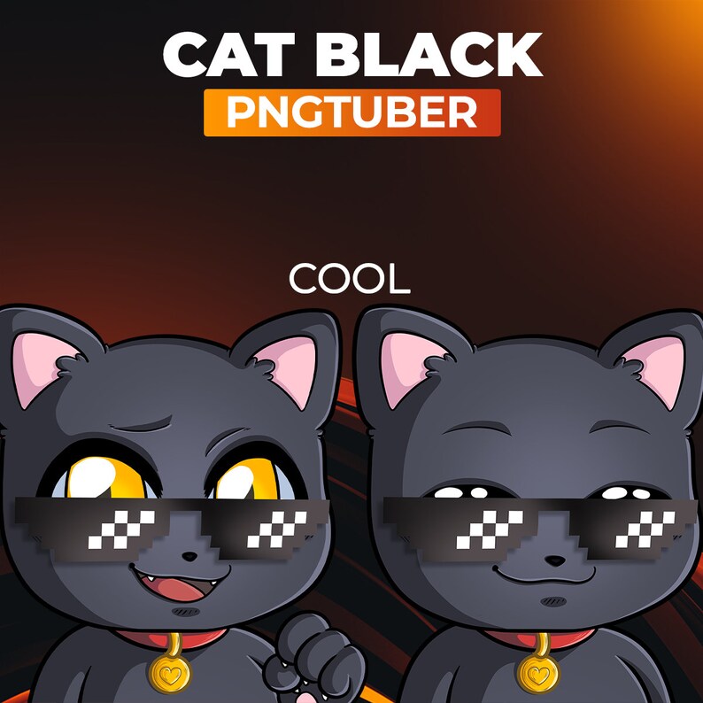 Cat-black PNG Tuber Avatar for twitch Kick Youtube Discord Facebook ...