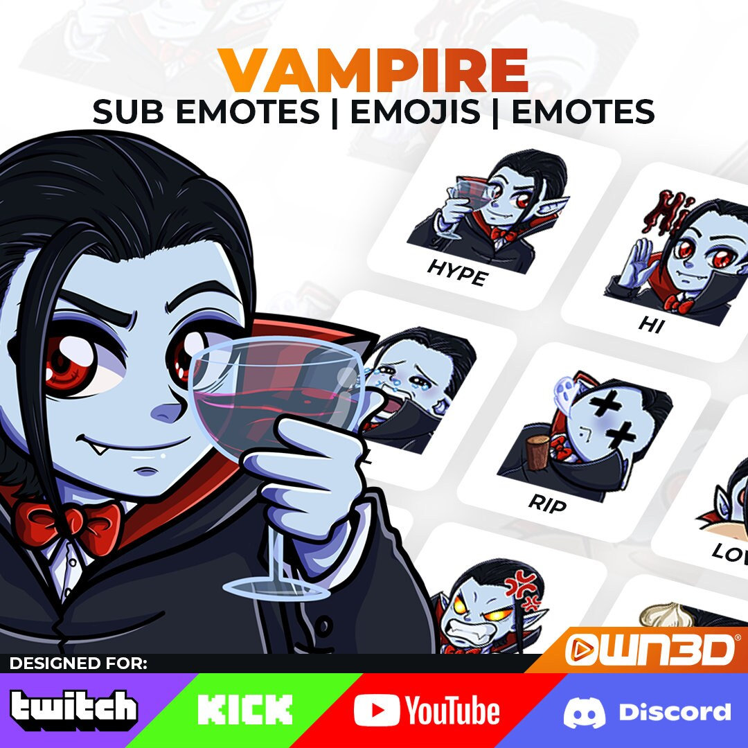 Vampire Emotes 8 Pack twitch Kick Youtube Discord - Etsy