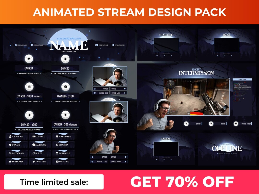 Animated Twitch Overlay Package Mystic twitch Kick - Etsy