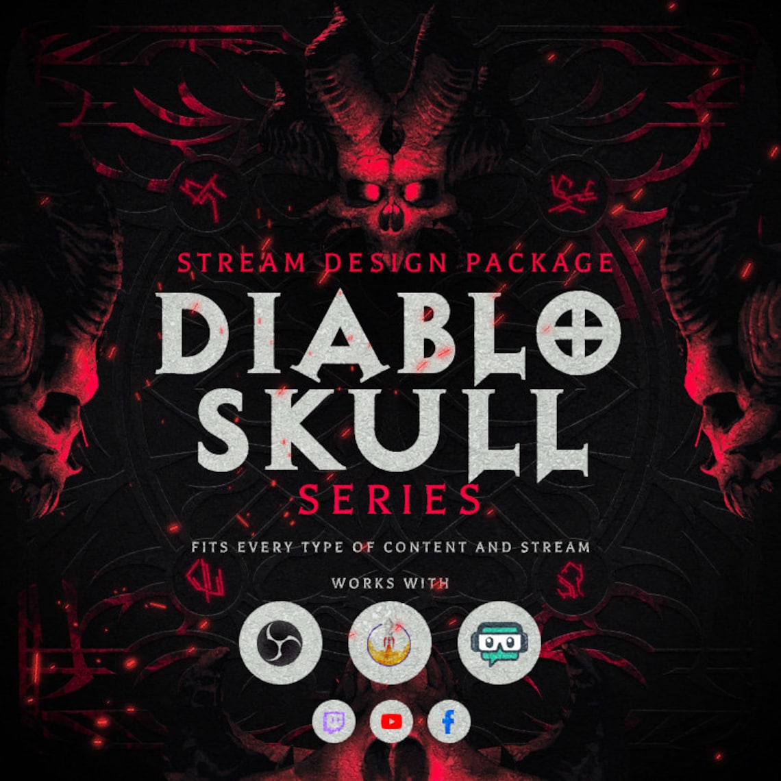 Animated Twitch Overlay Package Diablo Skull [twitch | Kick | Youtube ...