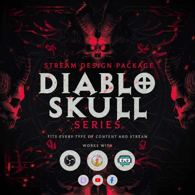 Animated Twitch Overlay Package Diablo Skull [twitch | Kick | Youtube ...